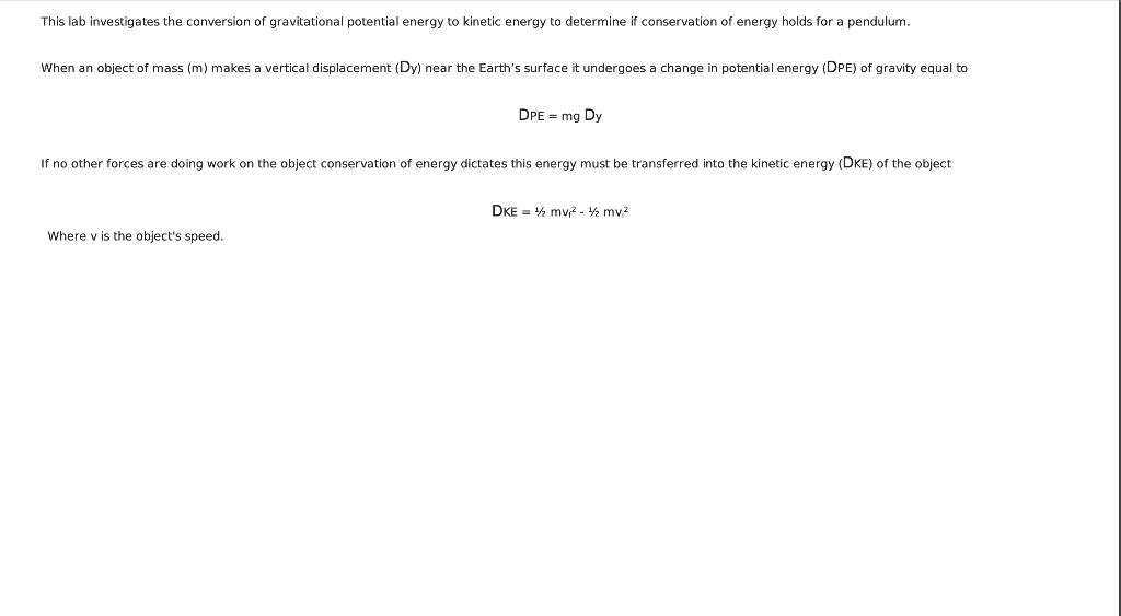 Solved This lab investigates the conversion of gravitational | Chegg.com