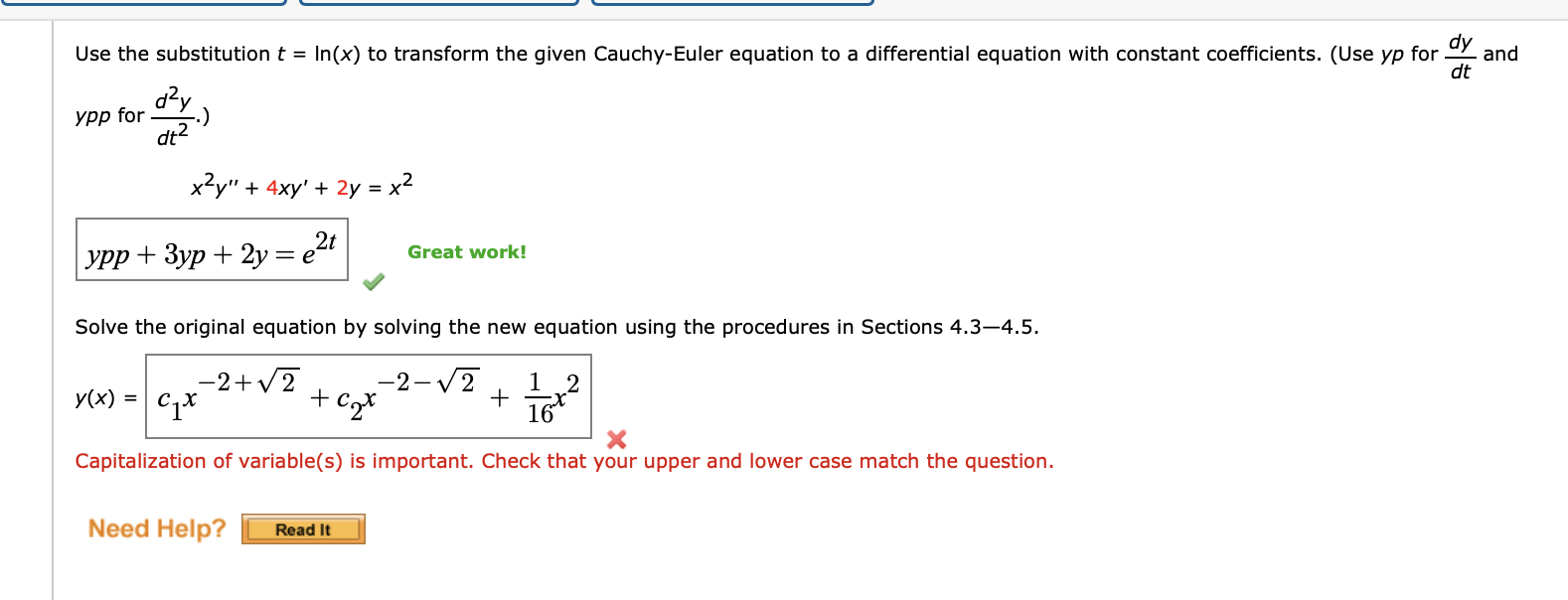 Solved Use the substitution t=ln(x) ﻿to transform the given | Chegg.com