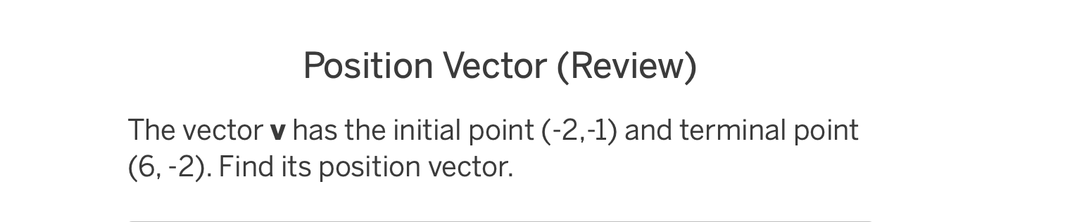 Solved Position Vector (Review)The vector v ﻿has the initial | Chegg.com