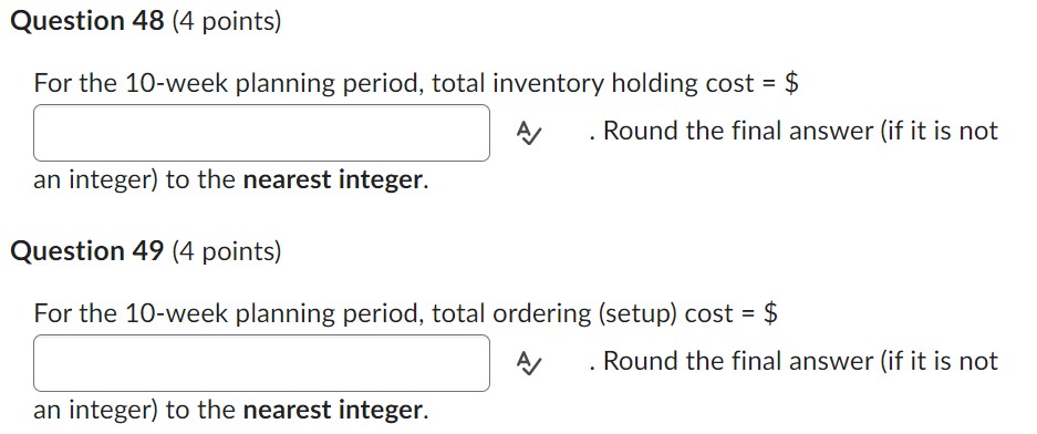 Solved A manufacturing company has a master production plan | Chegg.com
