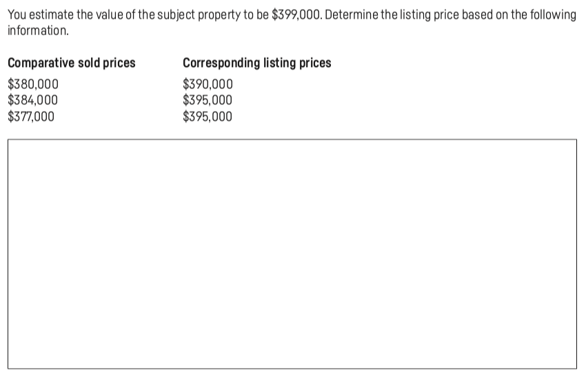Solved You estimate the value of the subject property to be | Chegg.com