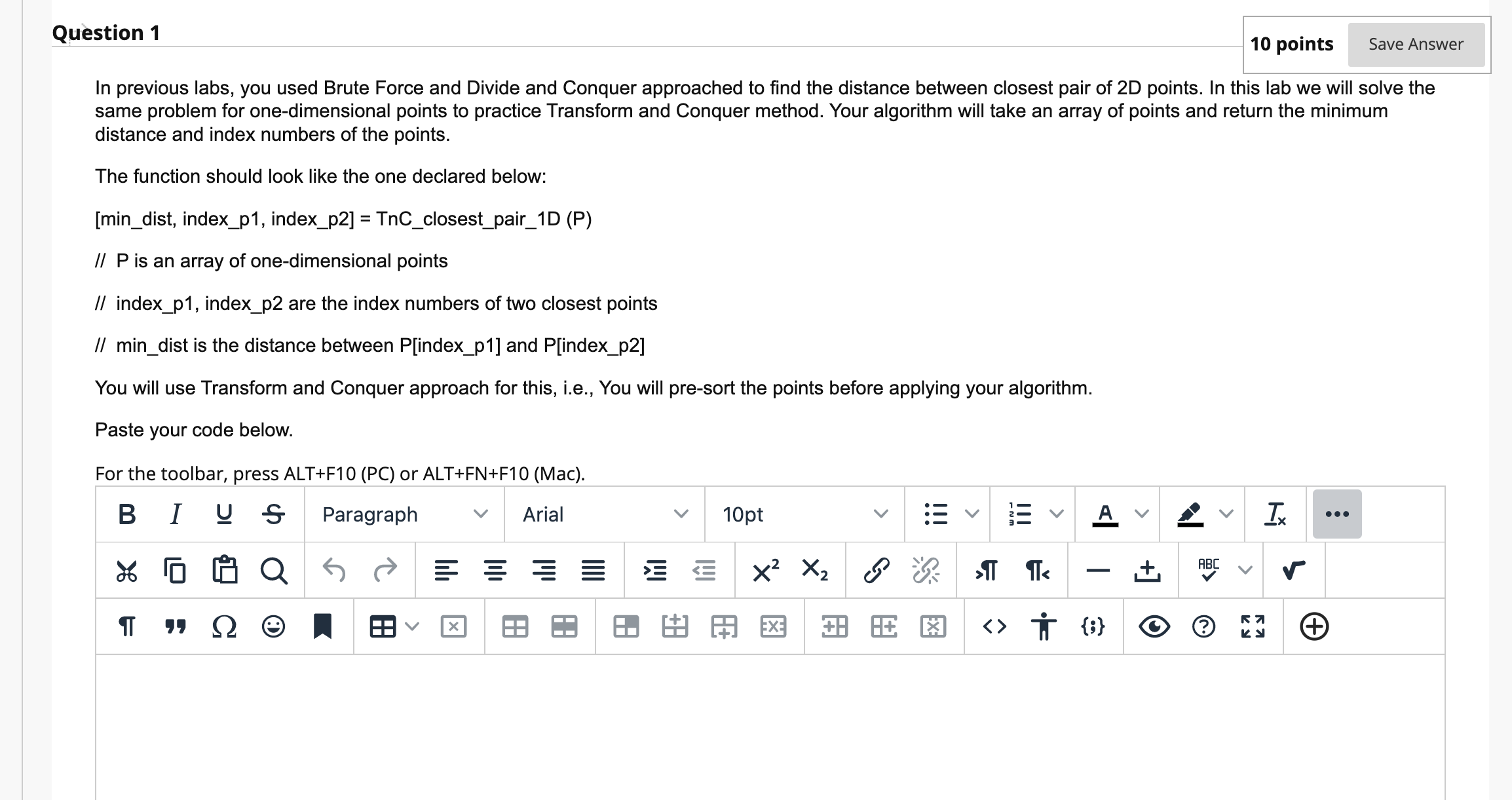 Solved In previous labs, you used Brute Force and Divide and | Chegg.com