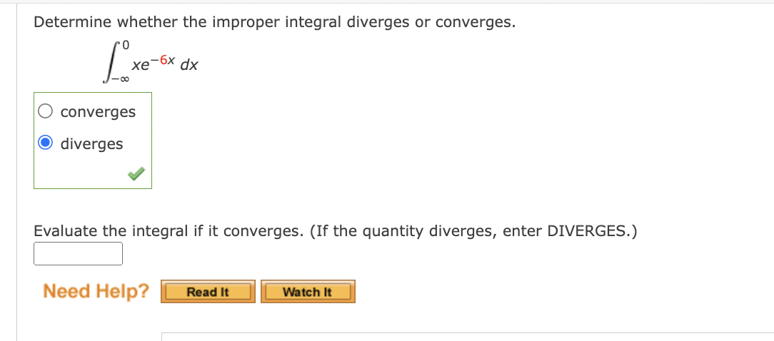 Solved Determine whether the improper integral diverges or | Chegg.com
