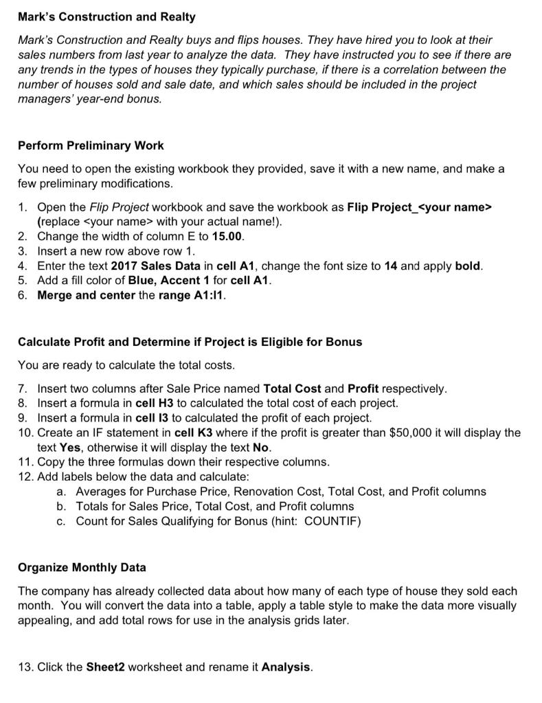 Flip Project DoneMark's Construction and Realty | Chegg.com