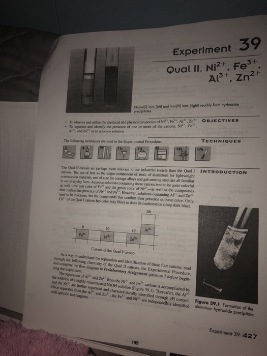 Solved Experiment 39 Qual II. Ni2+, Fe3+ Als+ Zn2+ ions | Chegg.com