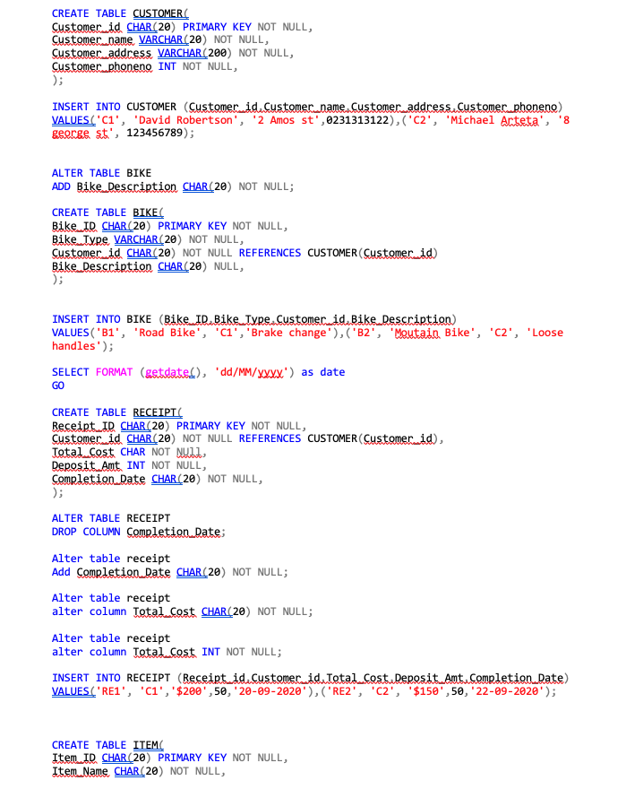 Solved Write The Following SQL Queries The Table Creation Chegg