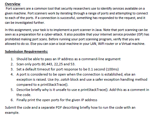 Solved Overview Port scanners are a common tool that | Chegg.com