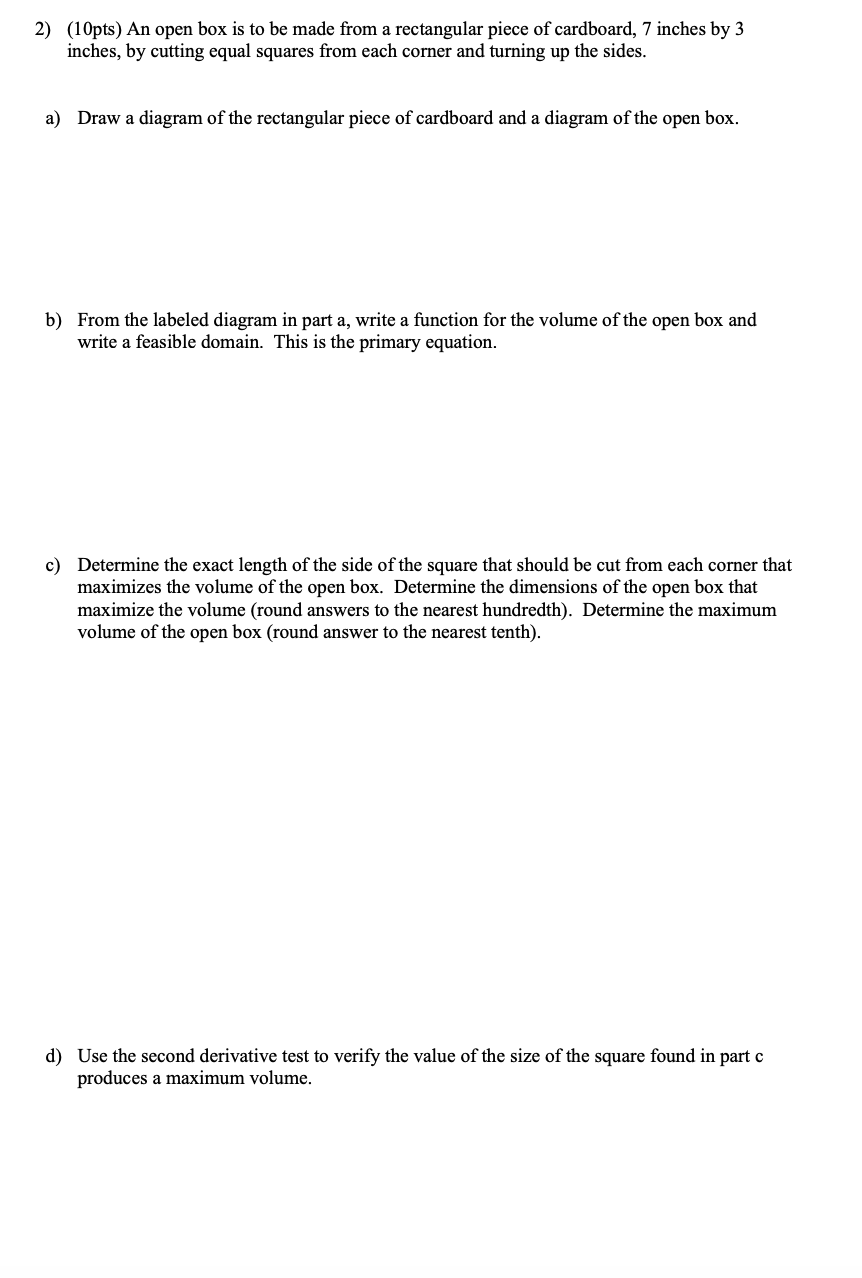 Solved Calculus word problem! Application of | Chegg.com