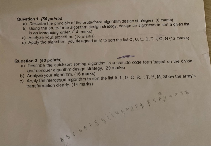 Solved Question 1: (50 points) a) Describe the principle of | Chegg.com