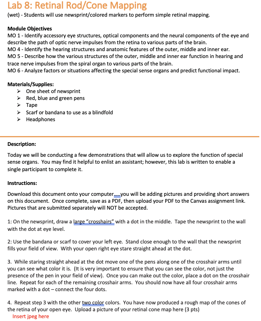Solved Lab 8: Retinal Rod/Cone Mapping (wet) - Students will | Chegg.com