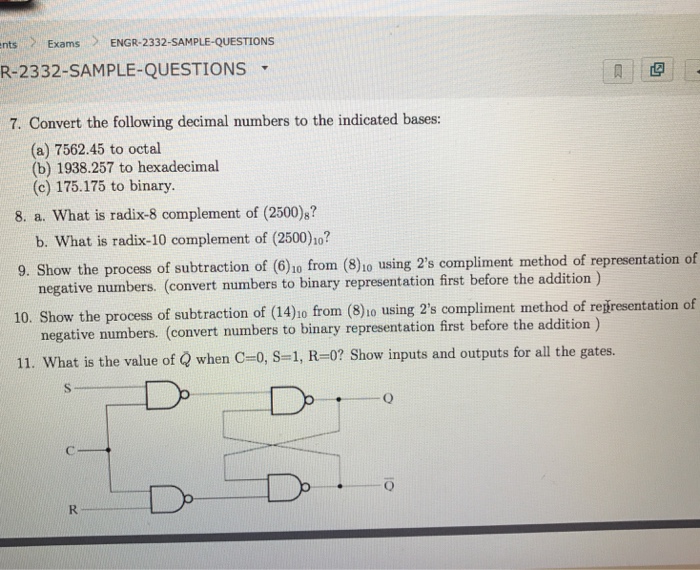 Solved Convert the following decimal numbers to the | Chegg.com
