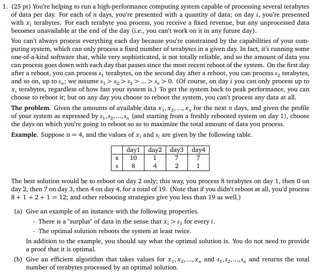 Solved 1. (25 pt) You're helping to run a high-performance | Chegg.com