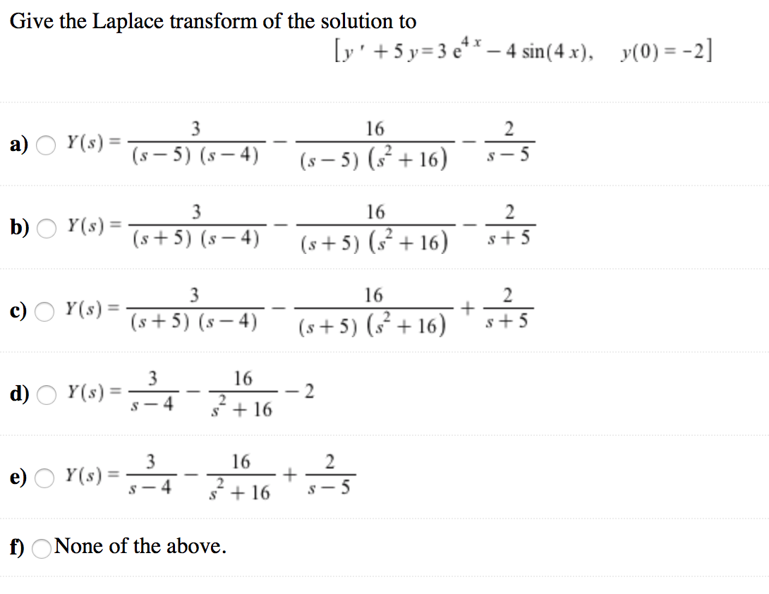 Solved Give the Laplace transform of the solution to [y' +5 | Chegg.com