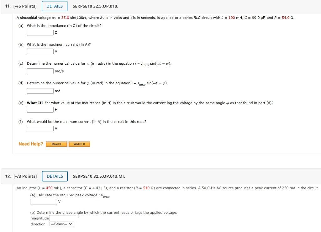 Solved 11. [-16 Points] DETAILS SERPSE10 32.5.OP.010. A | Chegg.com