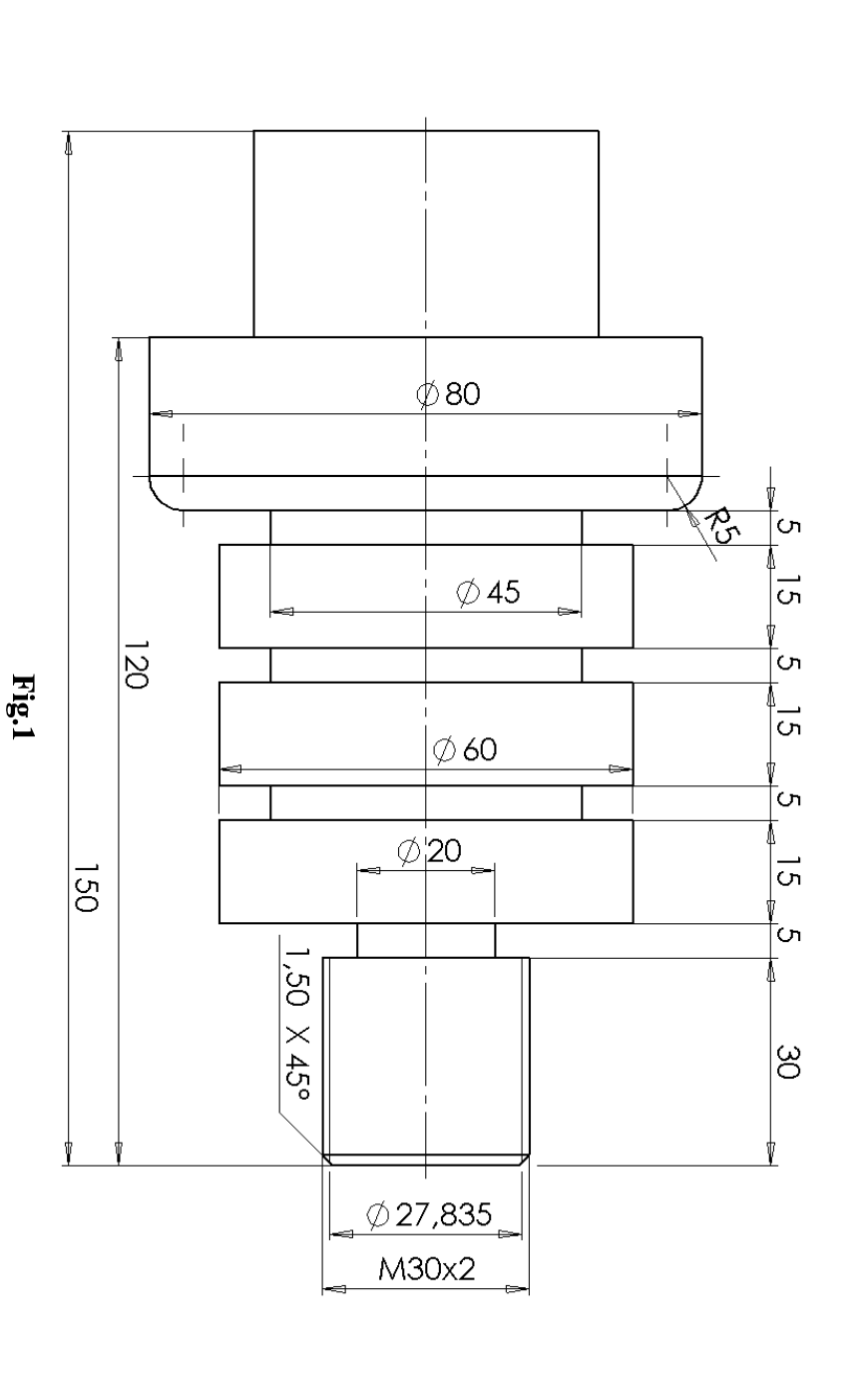 Job 1. For a given part drawing (fig.1) prepare | Chegg.com