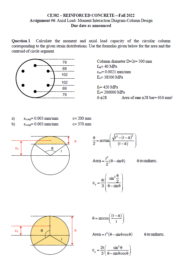 Solved CE382 - REINFORCED CONCRETE-Fall 2022 Assignment \#6: | Chegg.com