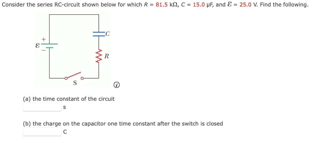 Solved Consider the series RC-circuit shown below for which | Chegg.com Solved Consider the series RC-circuit shown below for which | Chegg.com