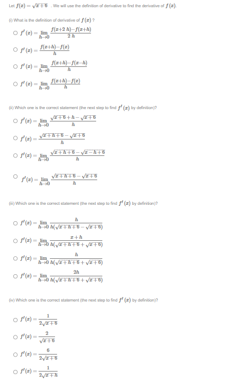 Solved Led f(x)=x+6. We will use the definition of | Chegg.com