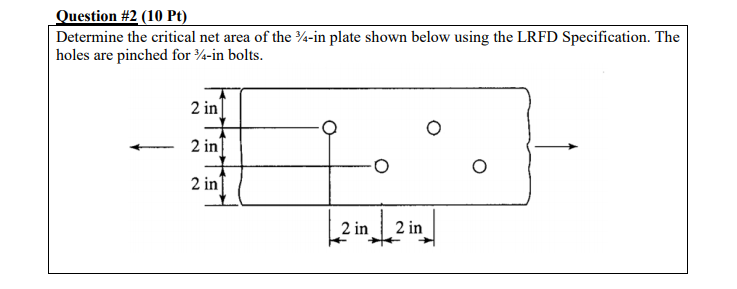 Solved Question #2 (10 Pt) Determine the critical net area | Chegg.com