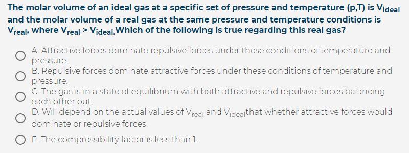 Solved The molar volume of an ideal gas at a specific set of | Chegg.com