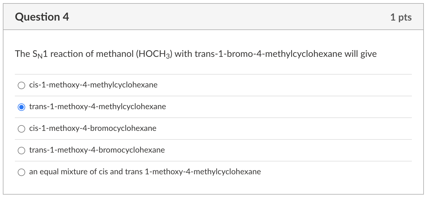 Solved The SN1 reaction of methanol (HOCH3) with | Chegg.com