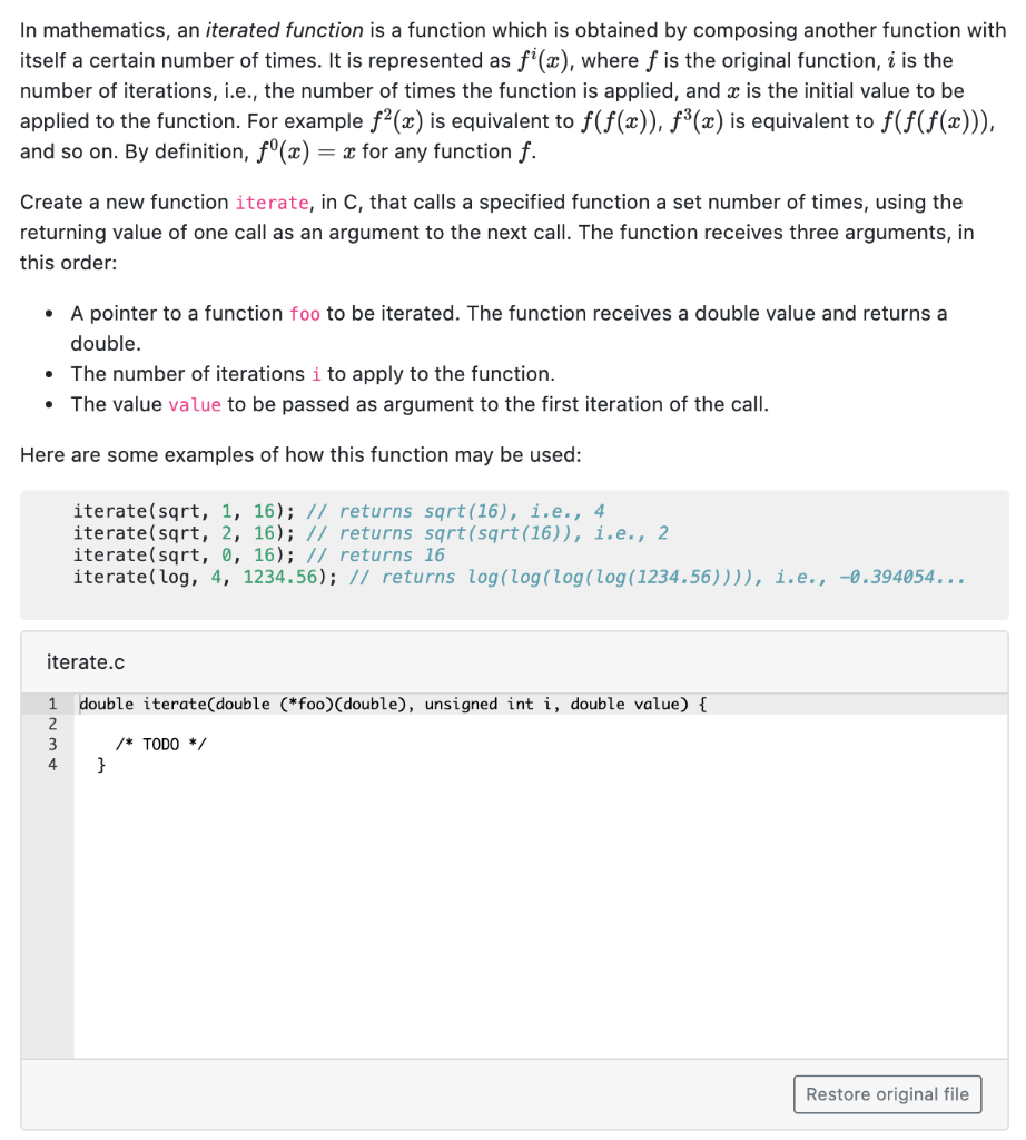 Solved In mathematics, an iterated function is a function | Chegg.com
