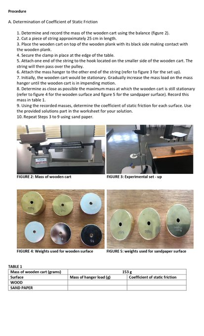 Solved EXPERIMENTS FRICTION Objectives Upon completion of | Chegg.com