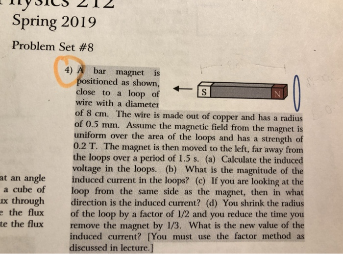 Solved Spring 2019 Problem Set #8 4) A bar magnet is | Chegg.com