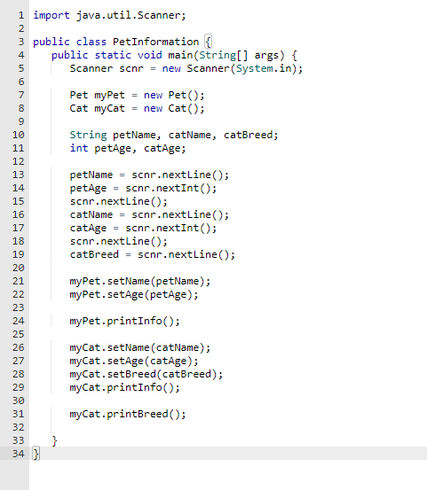 Solved Failed to compile Petinformation.java:31: error: | Chegg.com