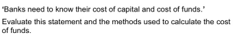 Solved 'Banks need to know their cost of capital and cost of | Chegg.com