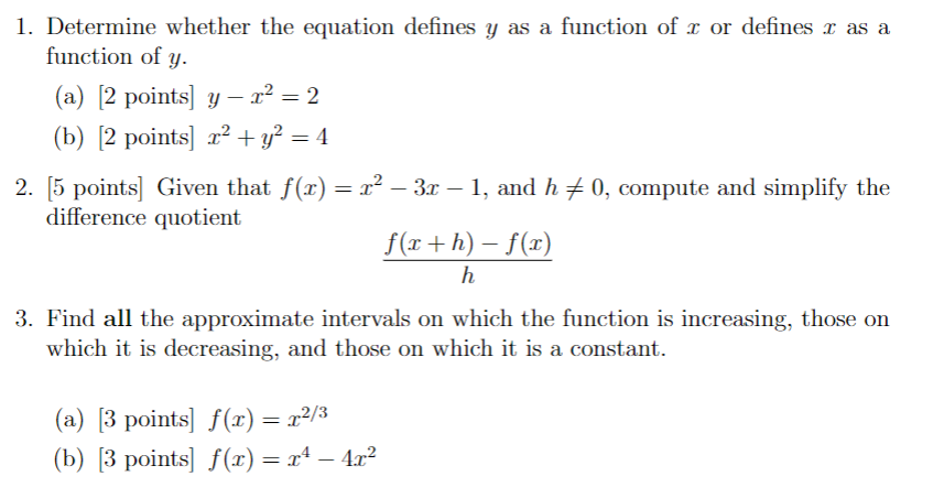 Solved = 1. Determine whether the equation defines y as a | Chegg.com