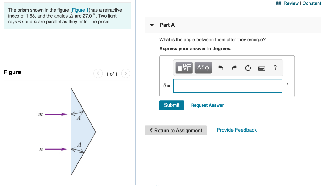 Solved A Review | Constant The prism shown in the figure | Chegg.com