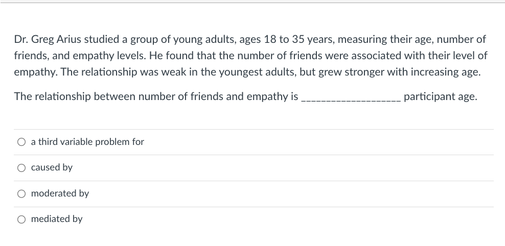 Solved Dr. Greg Arius studied a group of young adults, ages | Chegg.com