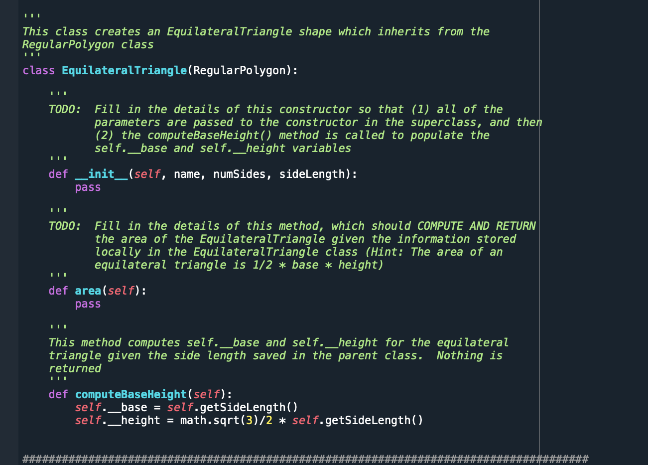 Solved import math class RegularPolygon: This method | Chegg.com