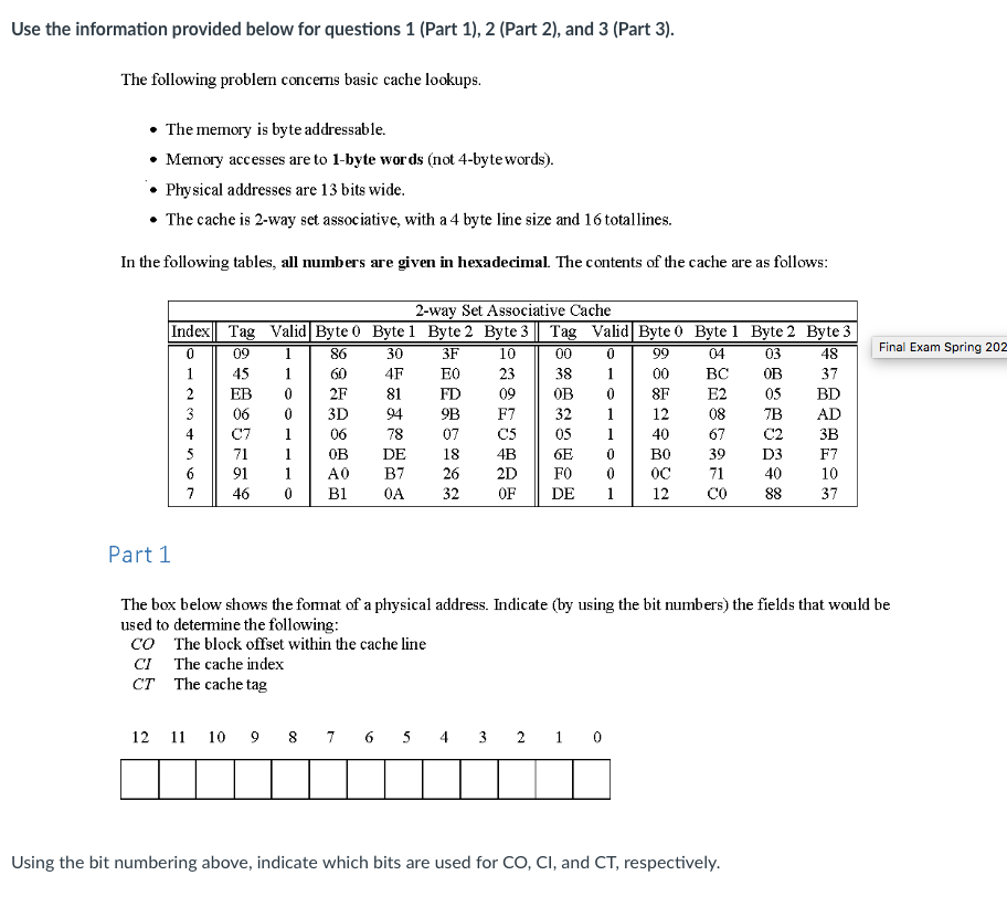 Solved Use the information provided below for questions 1 | Chegg.com