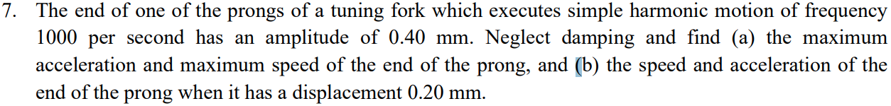 Solved 7. The end of one of the prongs of a tuning fork | Chegg.com