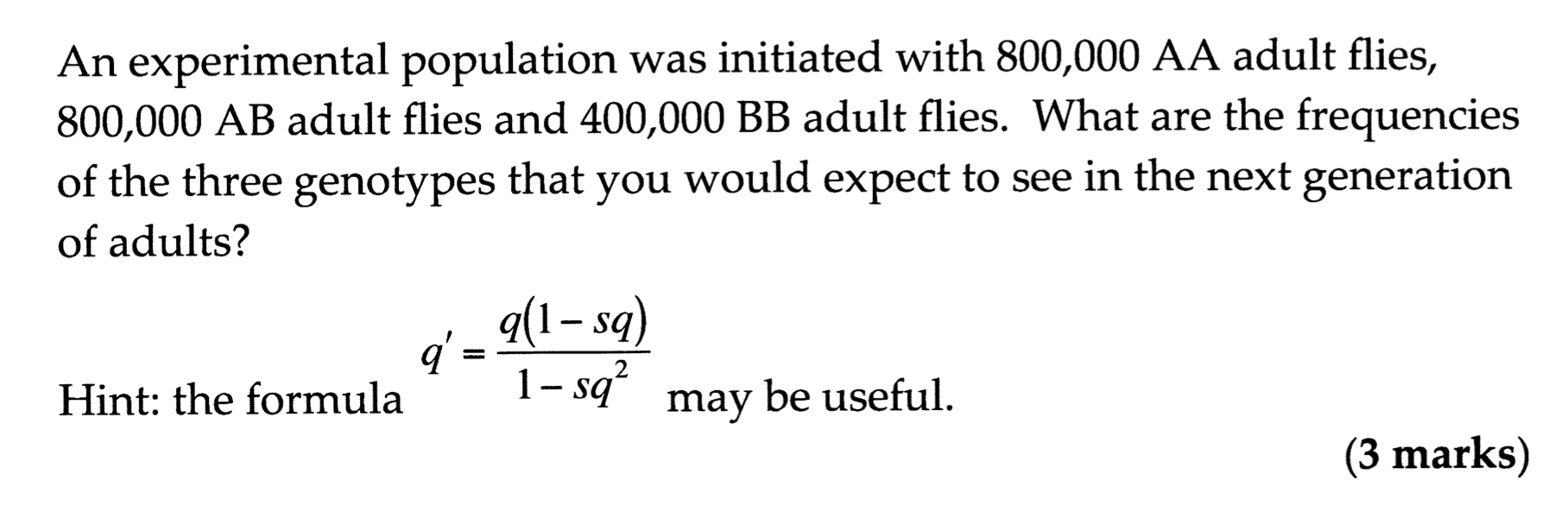 Solved An experimental population was initiated with 800,000 | Chegg.com