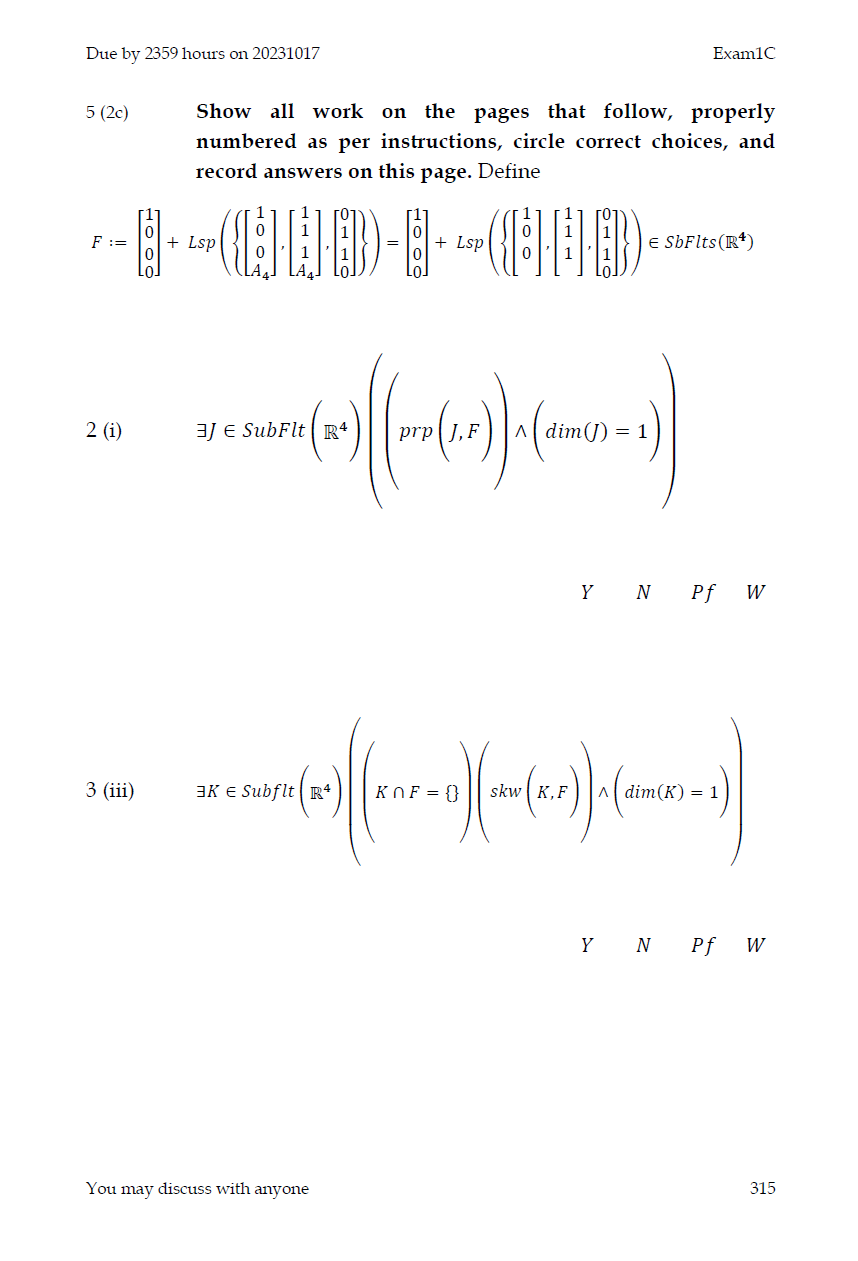 Solved Due by 2359 hours on 20231017 Exam 1C 5 (2c) Show all | Chegg.com
