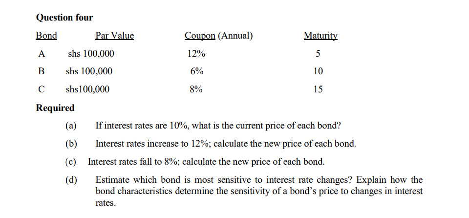 Solved Question four Required (a) If interest rates are 10%, | Chegg.com
