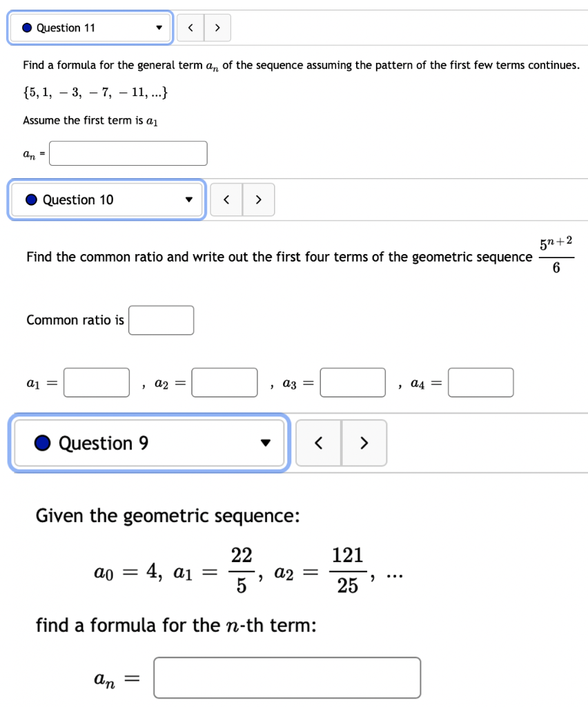 Solved Question 11 Find a formula for the general term | Chegg.com
