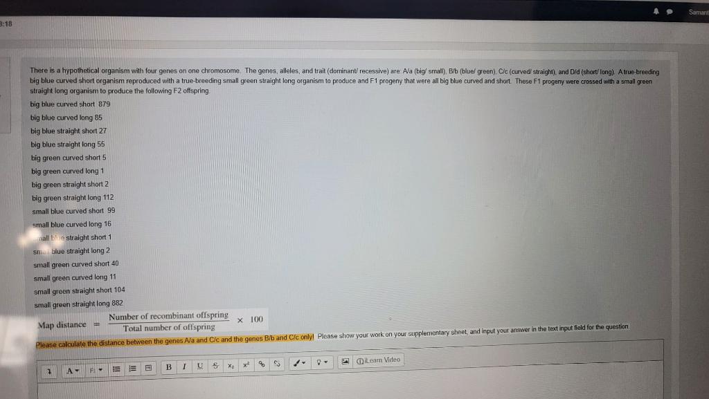 Solved There is a hypothetical organism with four genes on | Chegg.com