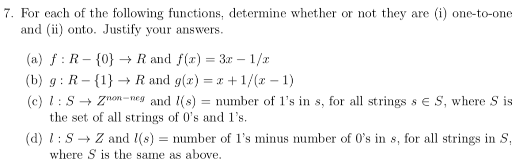 Solved For each of the following functions, determine | Chegg.com