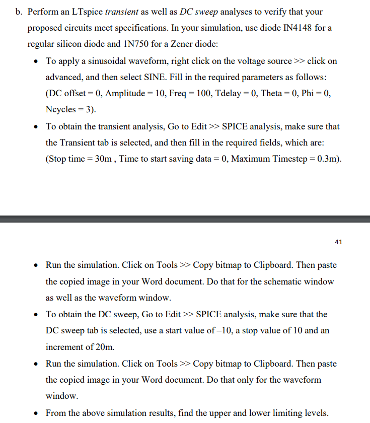 Solved b. Perform an LTspice transient as well as DC sweep | Chegg.com