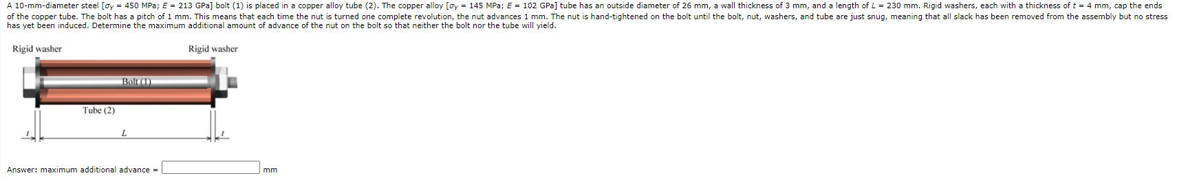 Solved A 10-mm-diameter steel [oy = 450 MPa; E = 213 GPa) | Chegg.com