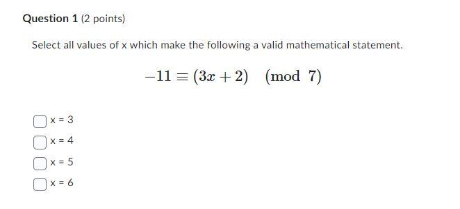 Solved Select all values of x which make the following a | Chegg.com