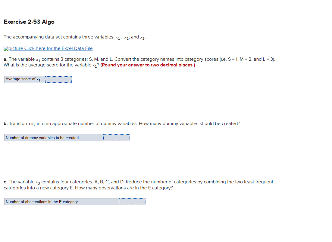 Solved The accompanying data set contains three variables, | Chegg.com