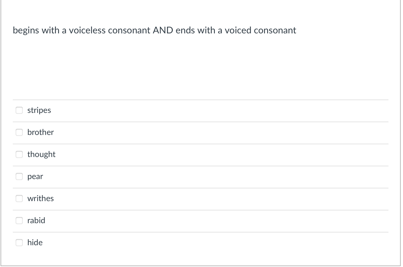 begins with a voiceless consonant AND ends with a | Chegg.com