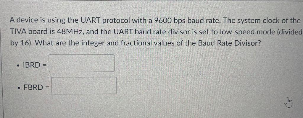 Solved A device is using the UART protocol with a 9600 bps | Chegg.com