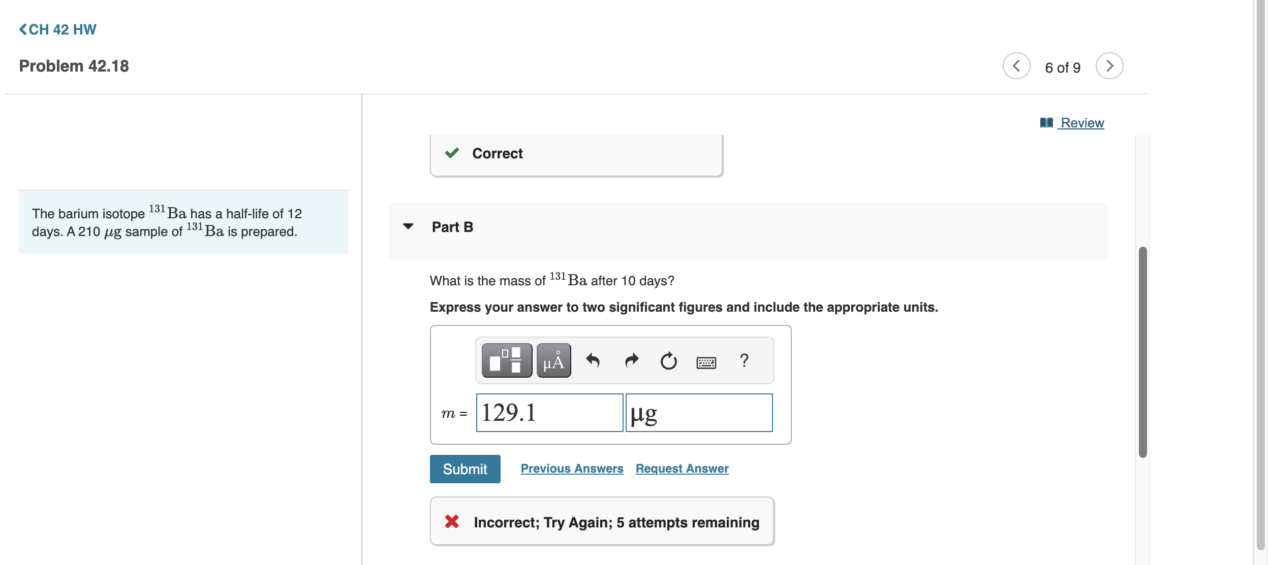 Solved The barium isotope 131Ba has a half-life of 12 days. | Chegg.com