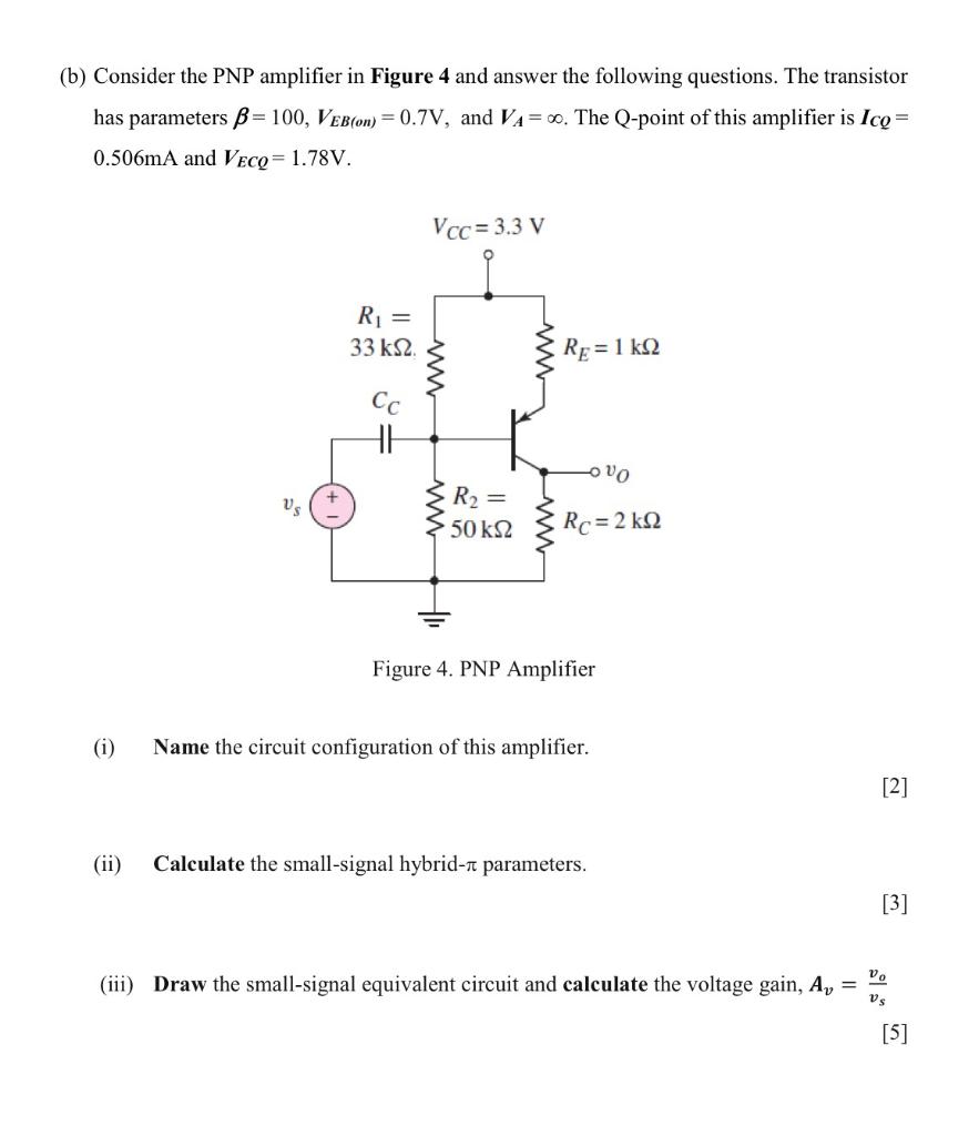 Solved (b) Consider the PNP amplifier in Figure 4 and answer | Chegg.com